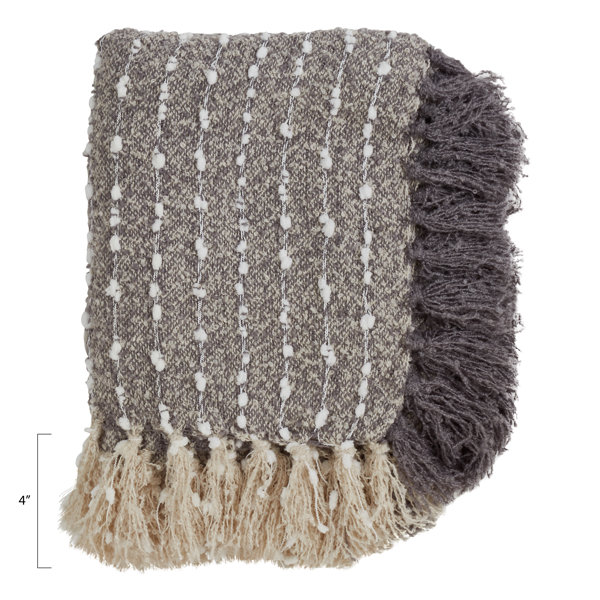 Saro Sevan Petite Pom Pom and Tassel Throw "& Reviews" | Wayfair